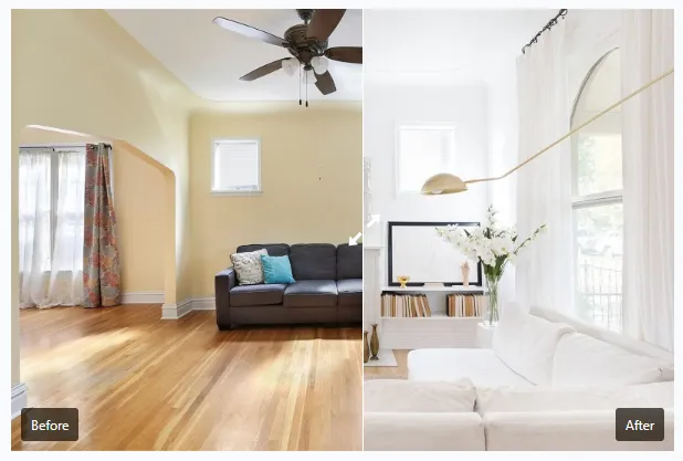 Interactive Before and After Image Comparison Slider