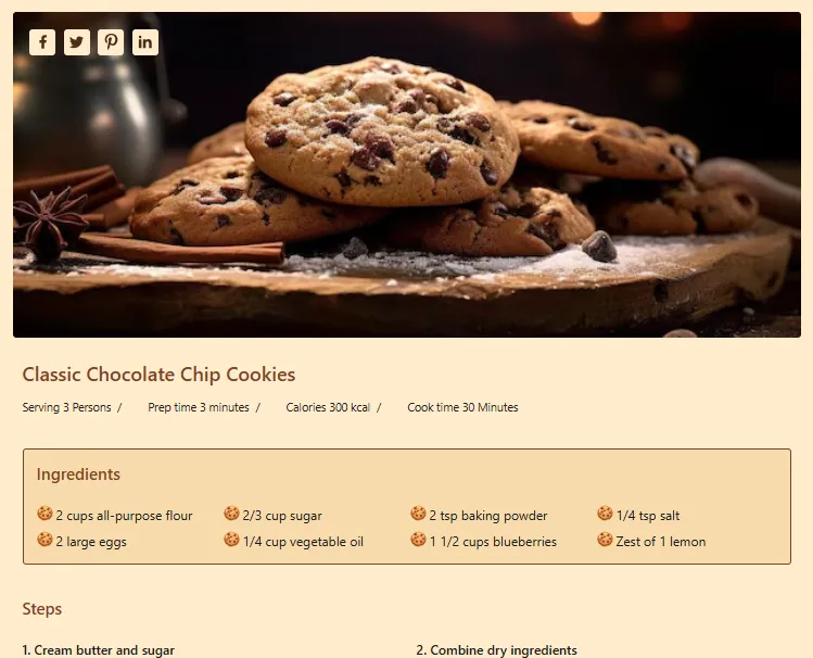 Interactive Recipe Display Tool